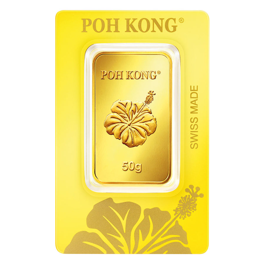 POH KONG 999.9/24K Gold Bunga Raya Gold Bar (50G) – Poh Kong
