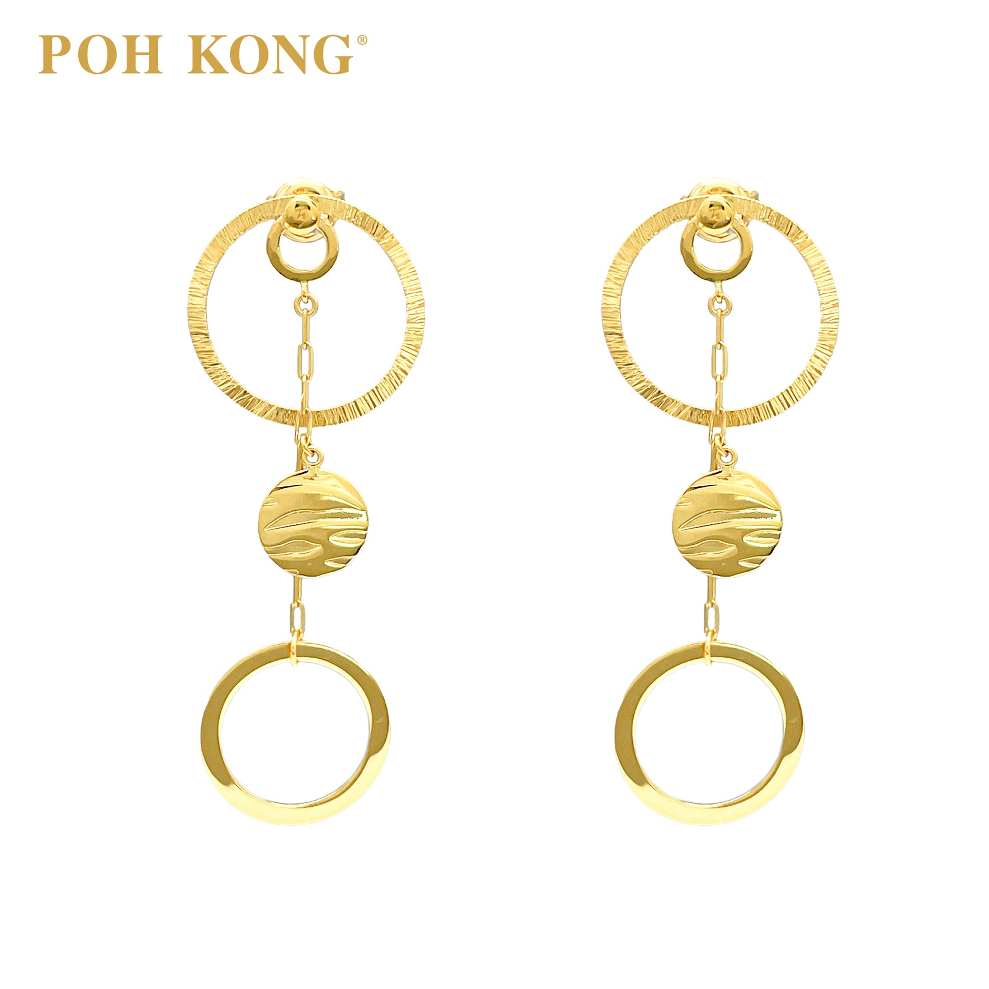 POH KONG 916/22K Yellow Gold Tranz Classic Collection Dangling Earring – Poh Kong