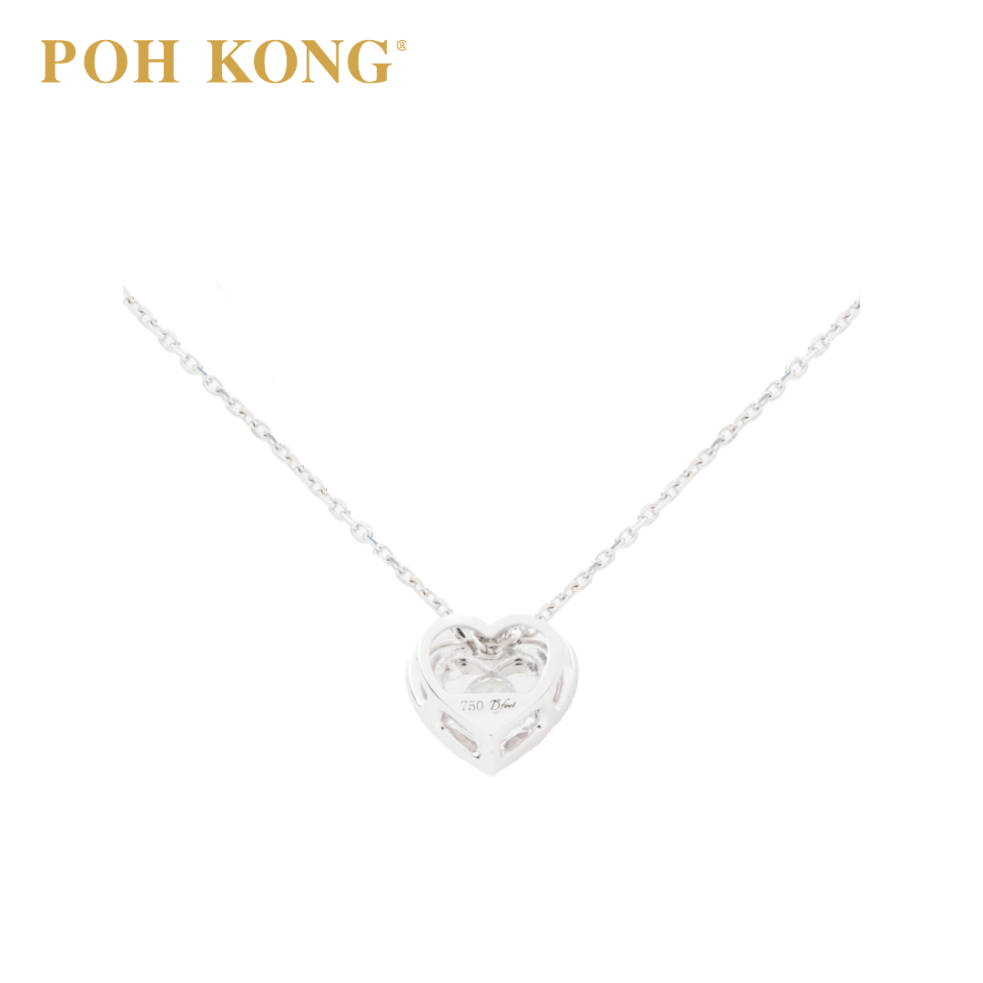 POH KONG 750 18K White Gold D first Diamond Celestial Hear Necklace
