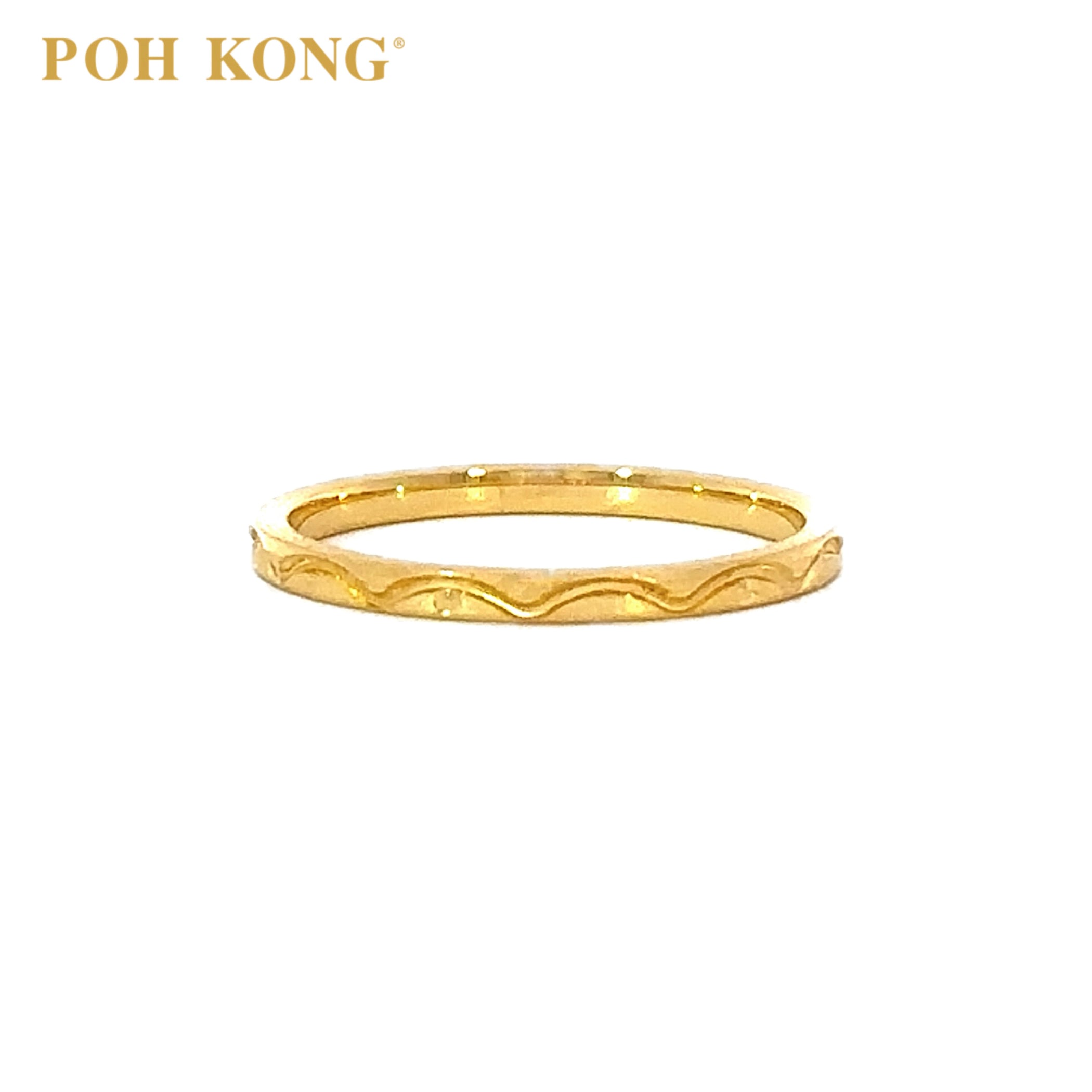 POH KONG 916/22K Yellow Gold Scallop Edge Wedder Ring – Poh Kong
