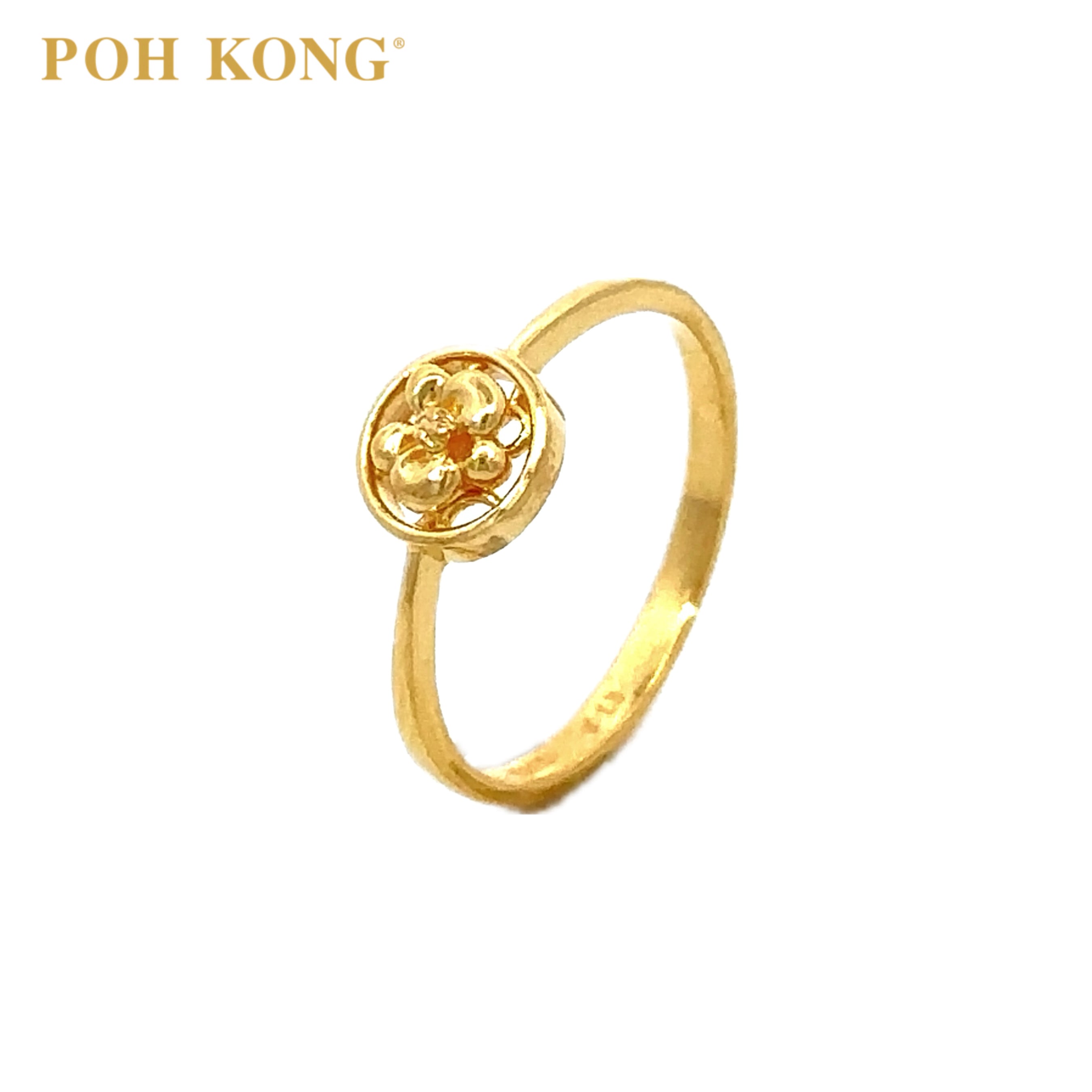 POH KONG 916/22K Yellow Gold Anggun Round Shape Orchid Ring – Poh Kong